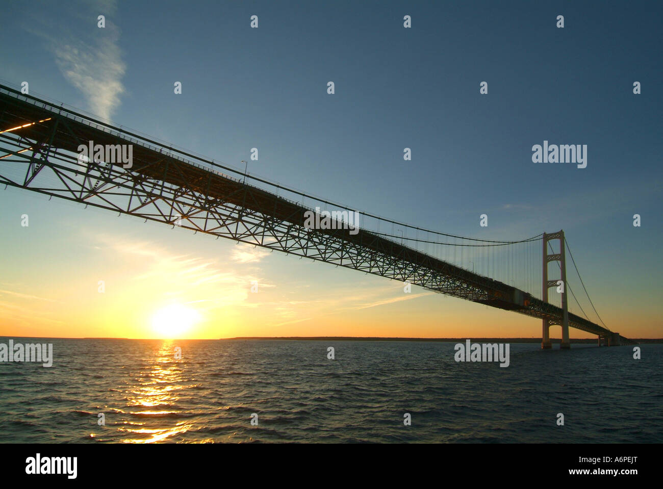 USA Michigan Lake Huron Mackinac Bridge Stock Photo - Alamy