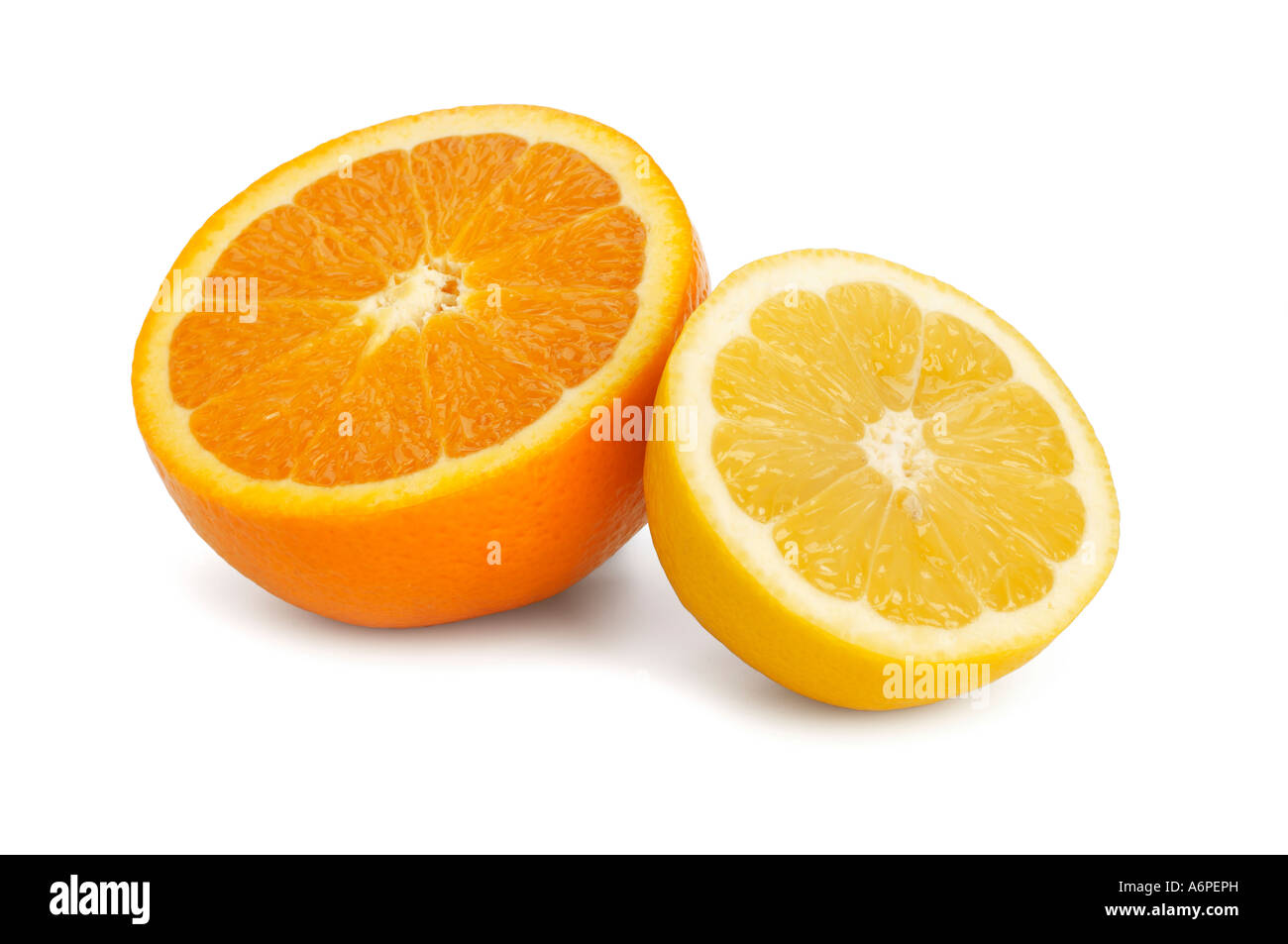 Orange and Lemon halves Stock Photo - Alamy