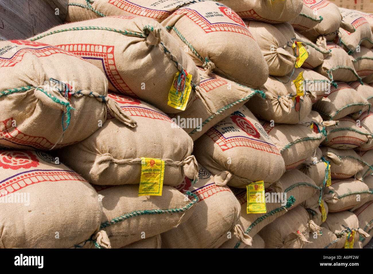 Sacks of Rice Stock Photo - Alamy