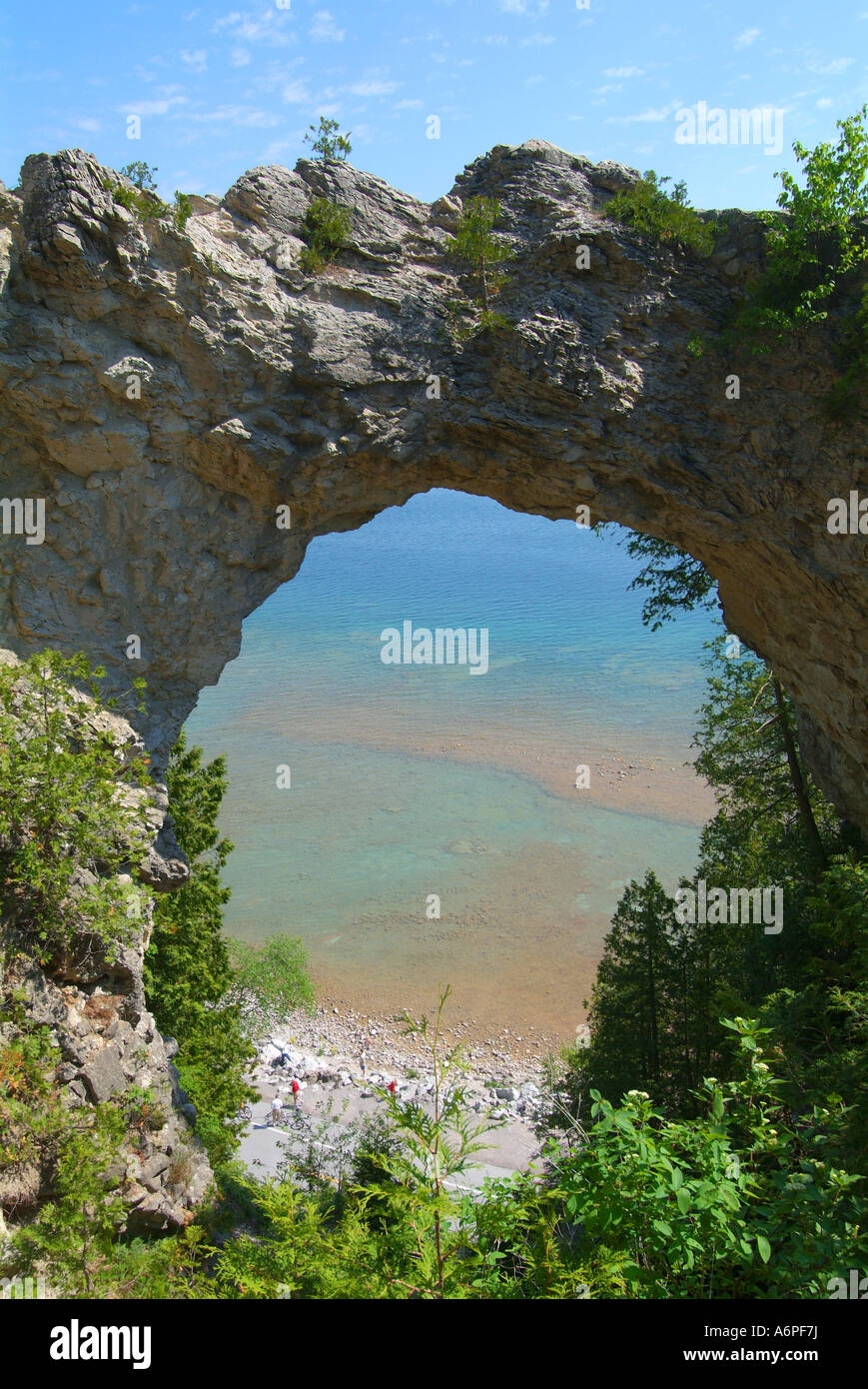 USA Michigan Mackinac Island Lake Huron natural bridge stone arch ...