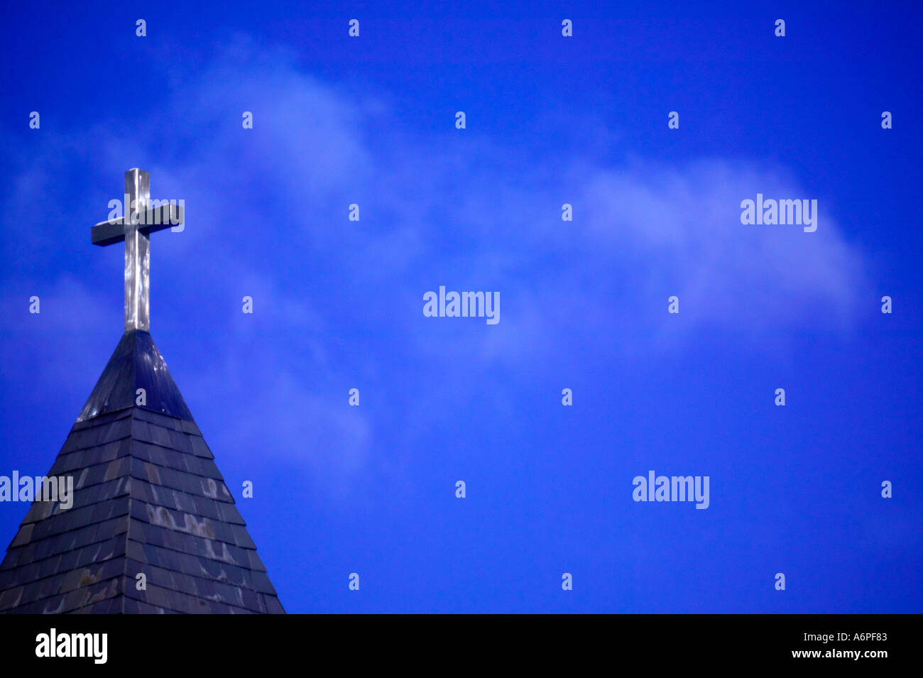 Church steeple and cross Stock Photo - Alamy