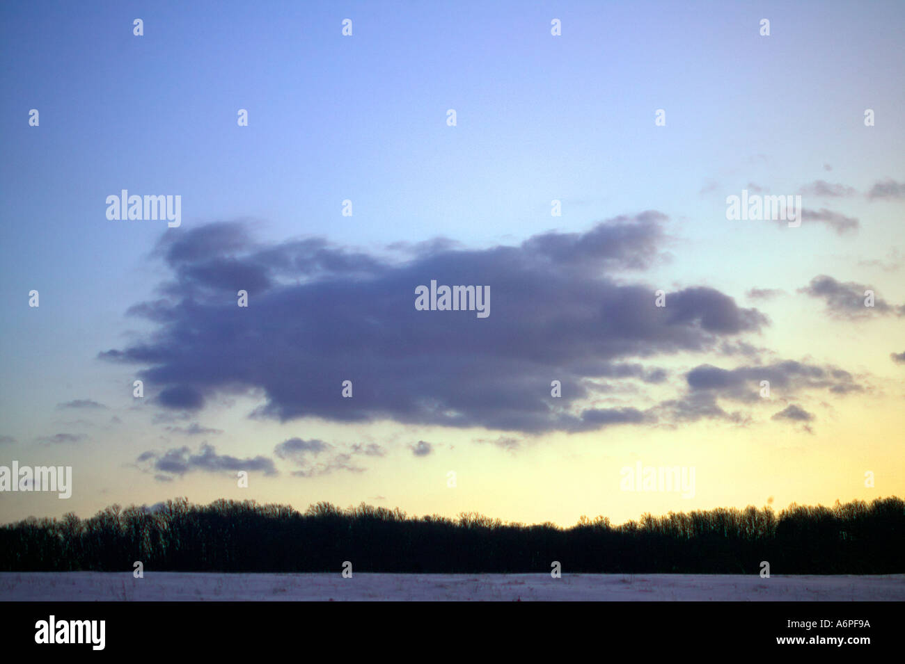Changing cloud formations over a treeline at sunset Stock Photo - Alamy