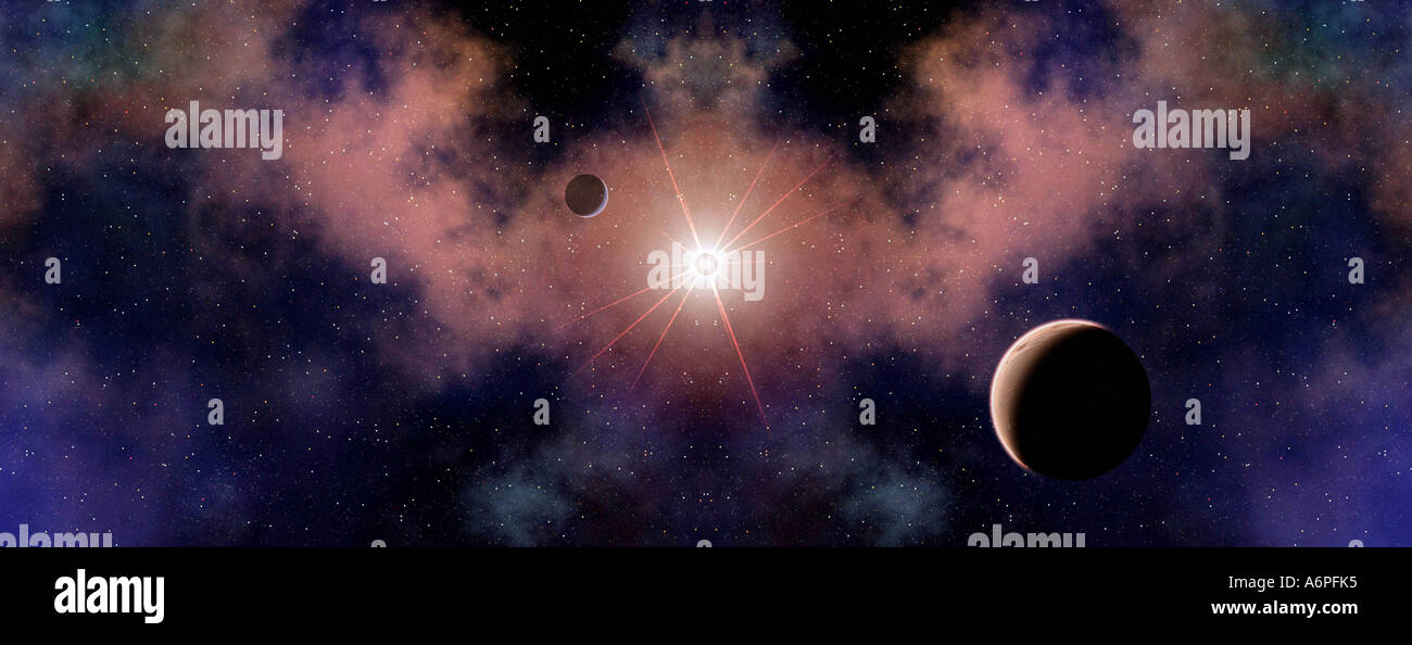 Alien planets worlds nebula star sun hi-res stock photography and ...