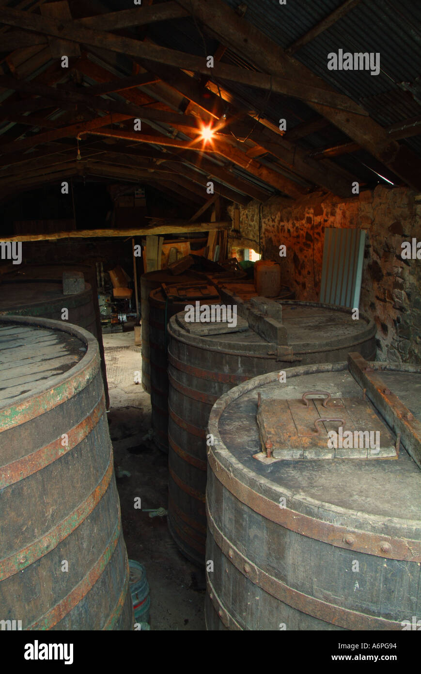 Traditional oak cider vats Devon UK Stock Photo - Alamy
