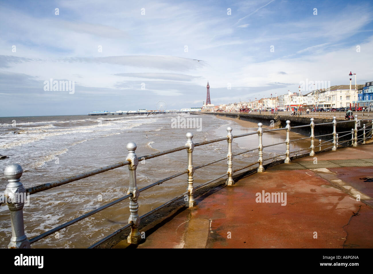 Fun fair on central pier and the tower ,England Stock Photo - Alamy