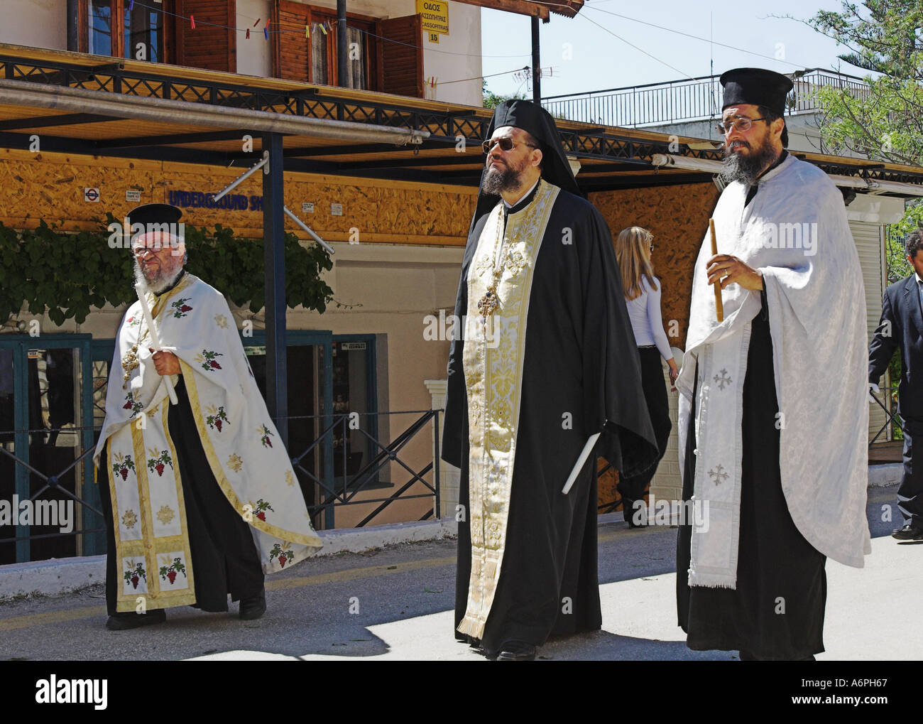 Corfu Three Priests at Kassiopi Corfu Stock Photo - Alamy