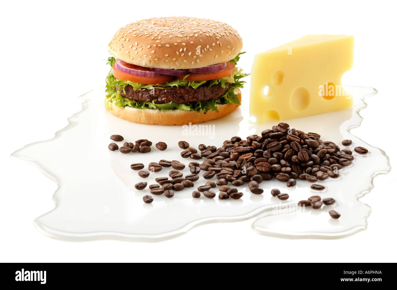 Beef burger in bun salad Cut Out Stock Images & Pictures - Alamy