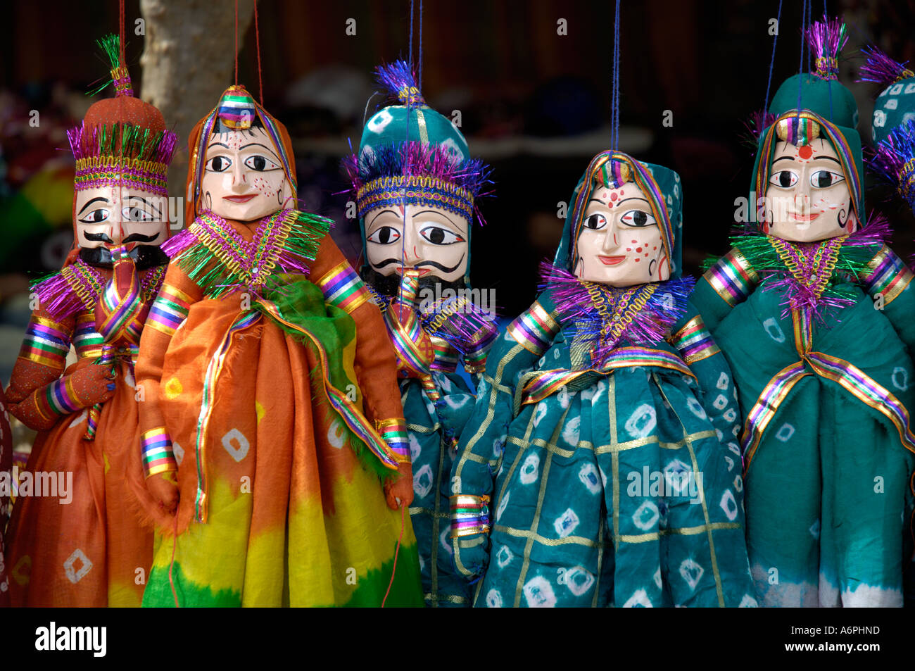Stringed puppet dolls on display from Rajasthan India Stock Photo - Alamy