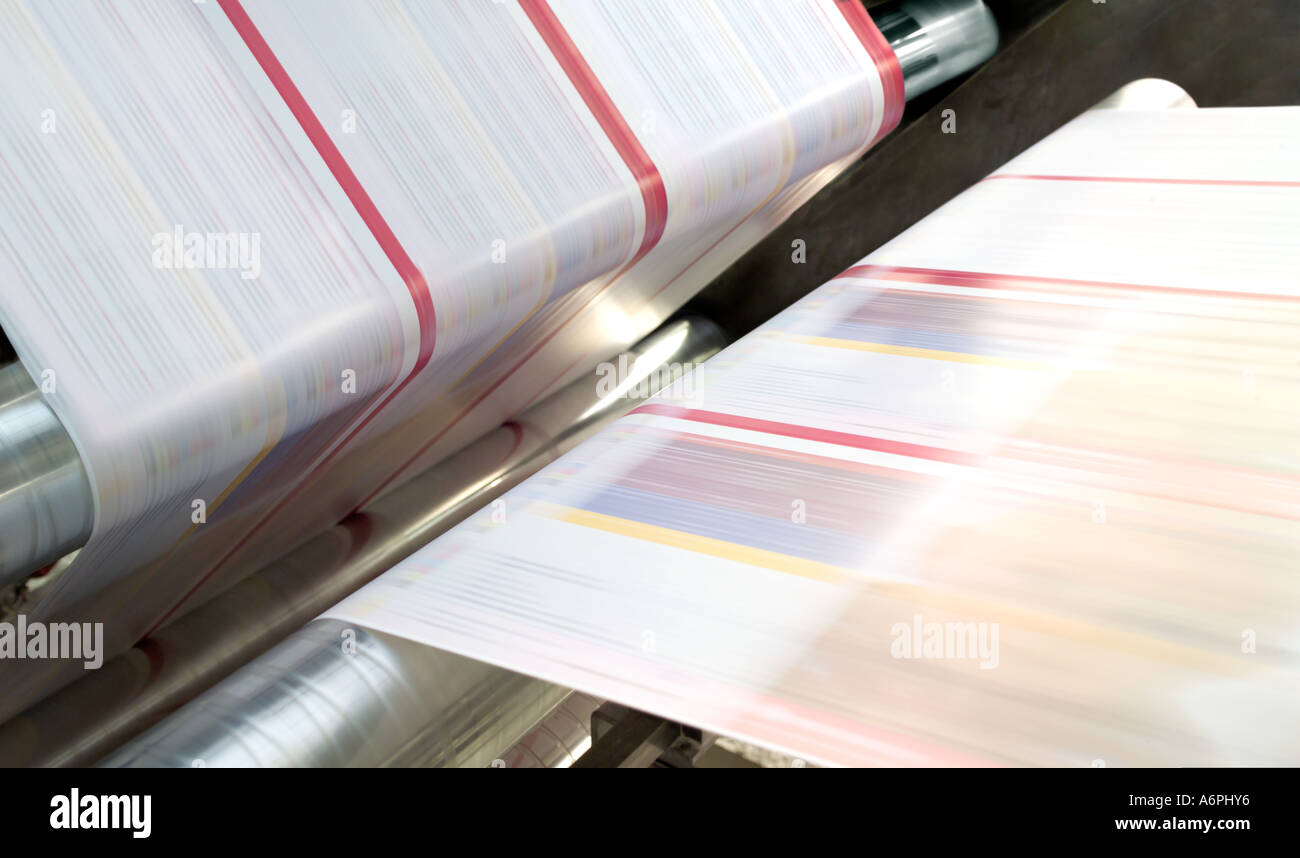 PRINTED MAGAZINE/ NEWSPAPERS GOING THROUGH INDUSTRIAL SCALE PRINTERS ...