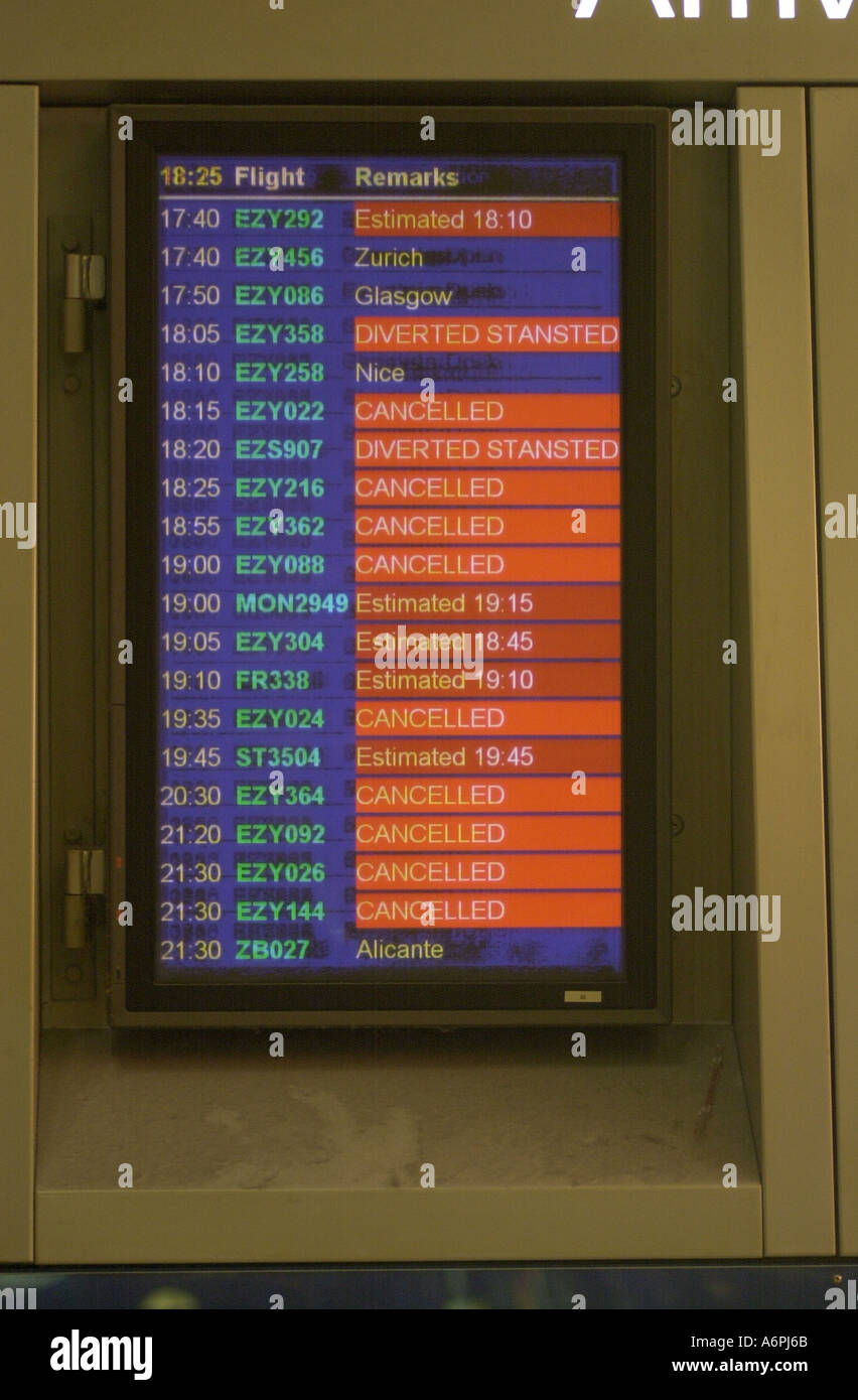 Departure board at Luton airport UK Stock Photo - Alamy