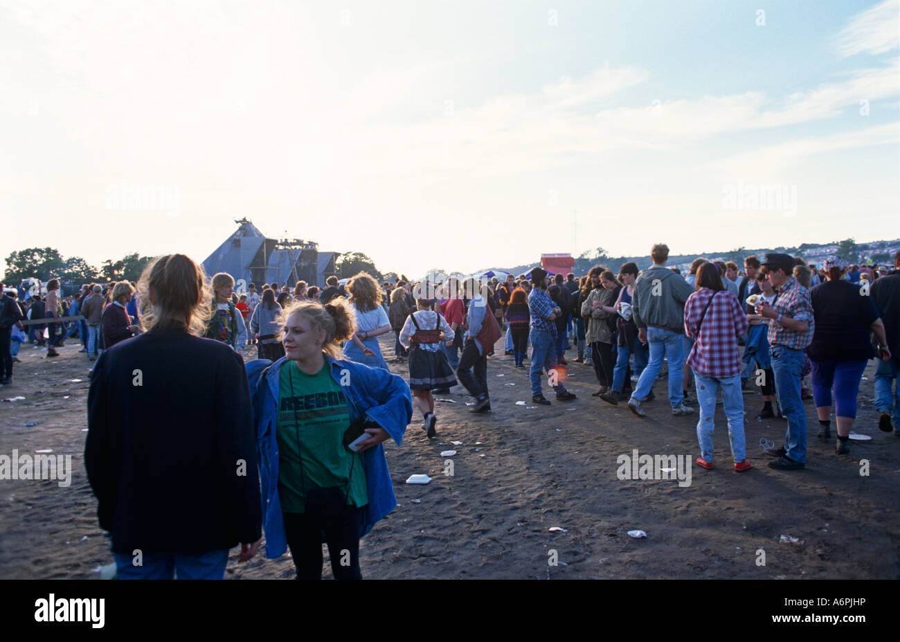 Festival Goers At Glastonbury Festival Pilton Somerset Uk Europe Stock