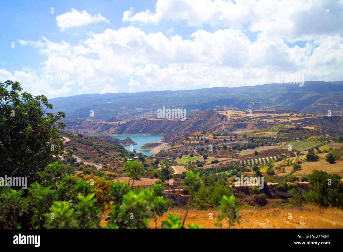 LANDSCAPE VIEW OF HILLS AND COUNTRYSIDE IN CYPRUS WITH RIVER VALLEY ...