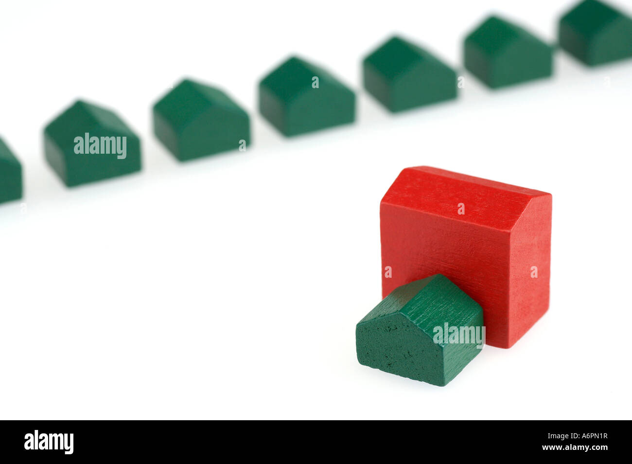 Monopoly houses on white background Stock Photo - Alamy