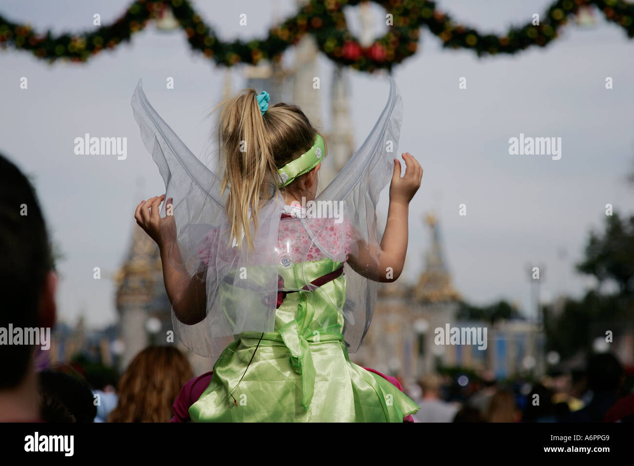 Girl Tinker Bell costume Cinderella Castle Magic Kingdom at Walt Disney ...