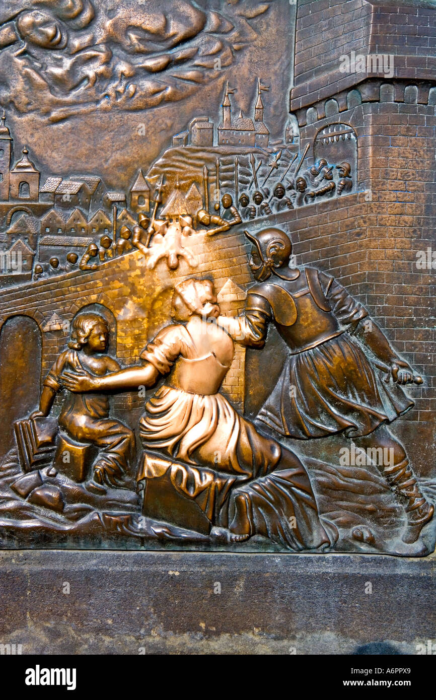 PART OF STATUE ON CHARLES BRIDGE RUBBED FOR GOOD LUCK Stock Photo - Alamy