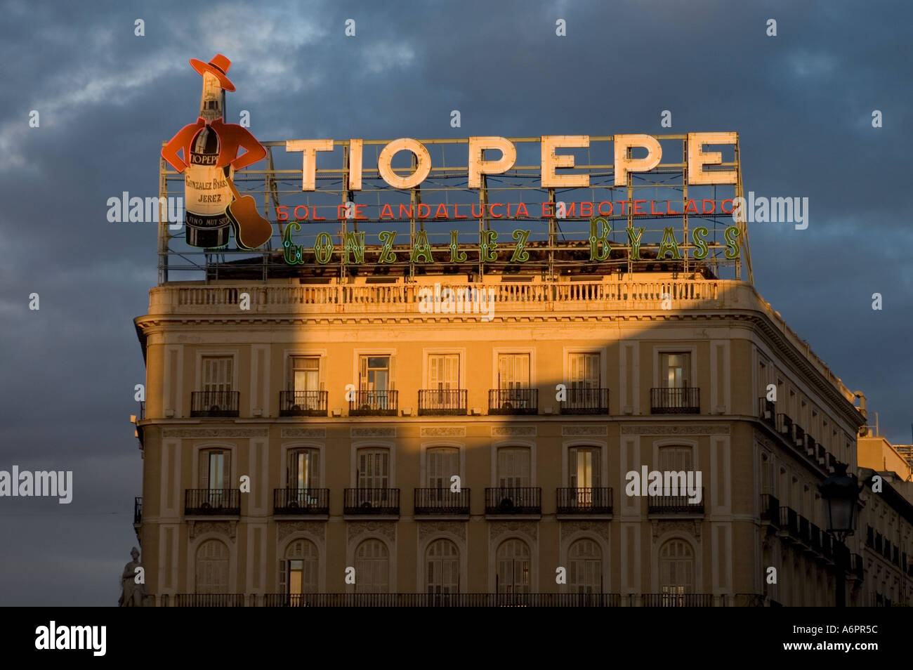 Tio Pepe advertisement on top of a building in the Puerta del Sol ...