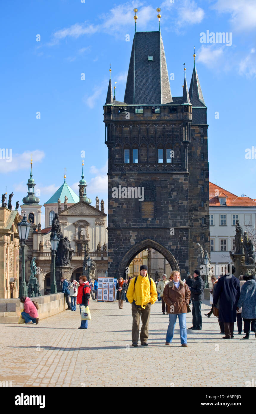 Prague bridge tourists hi-res stock photography and images - Alamy