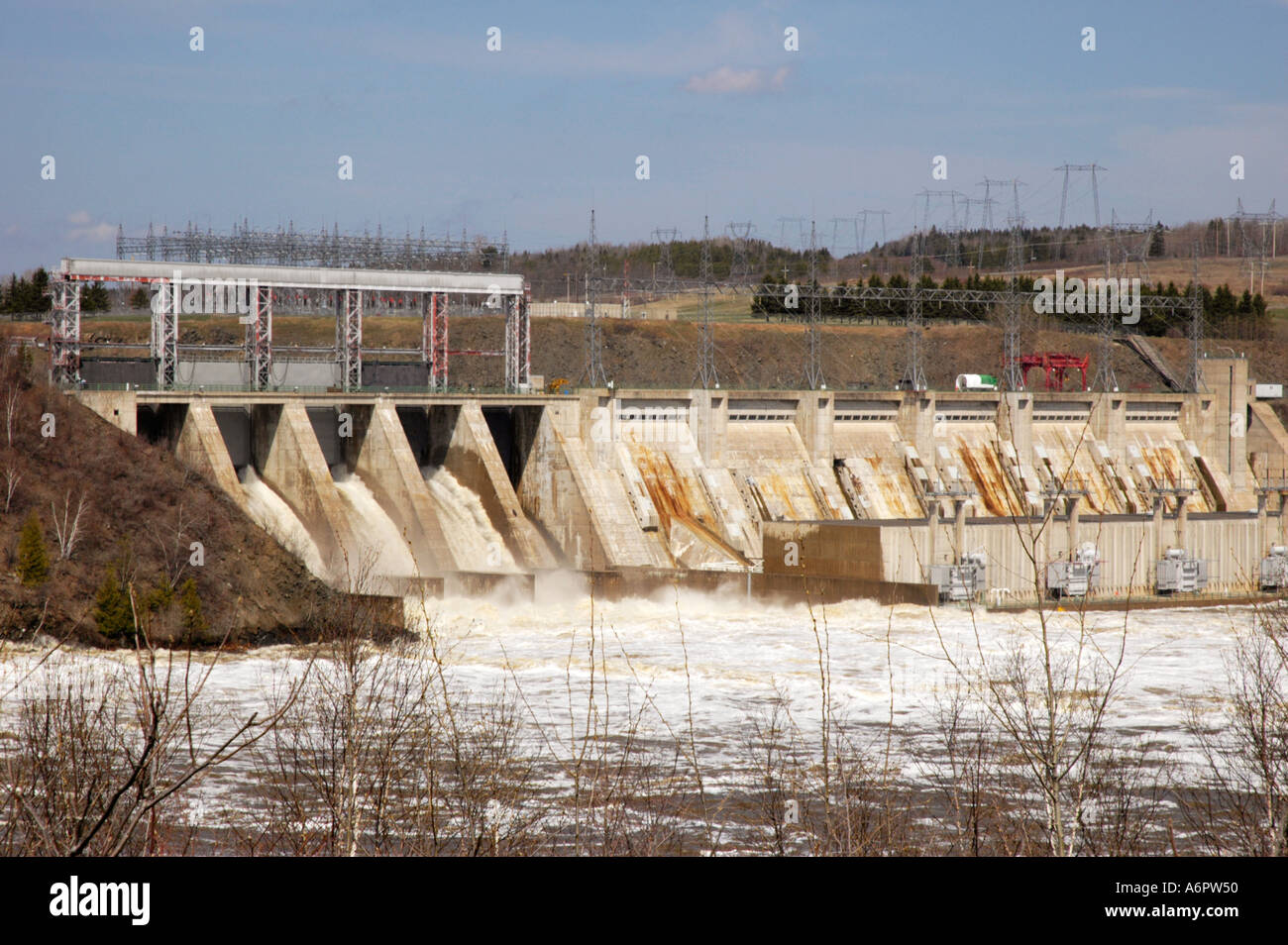 Mactaquac Dam wide open during spring run off and flooding along the St ...
