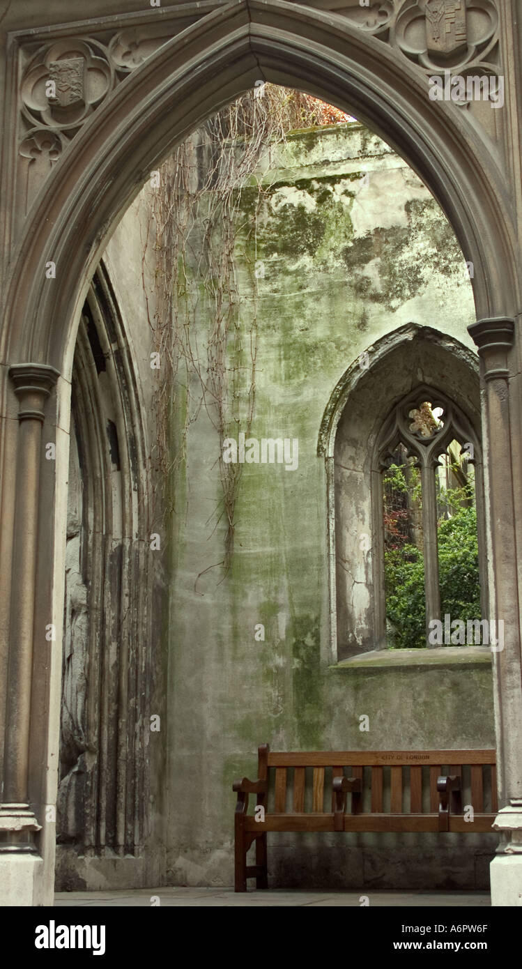 Archway at disused church of St Dunstans London Stock Photo - Alamy