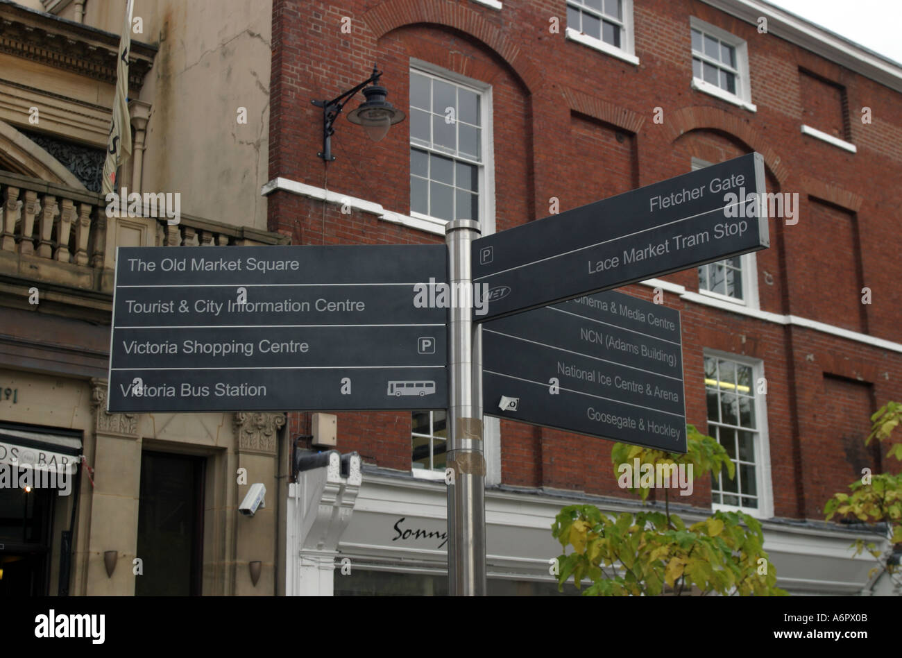 Nottingham City Centre signpost Stock Photo - Alamy