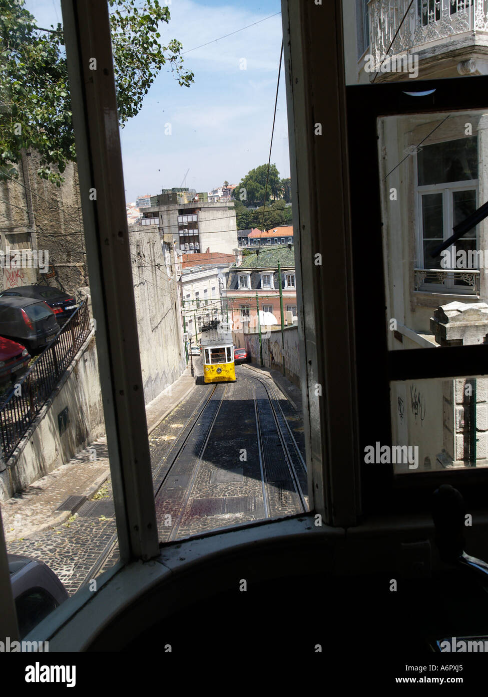 inside of streetcar in Lisboa Stock Photo - Alamy