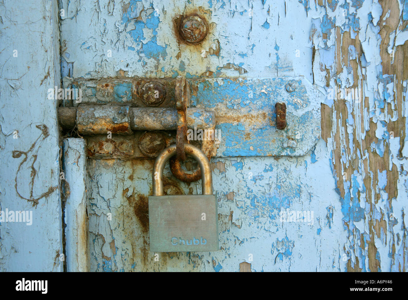 Old door bolt and lock Stock Photo - Alamy