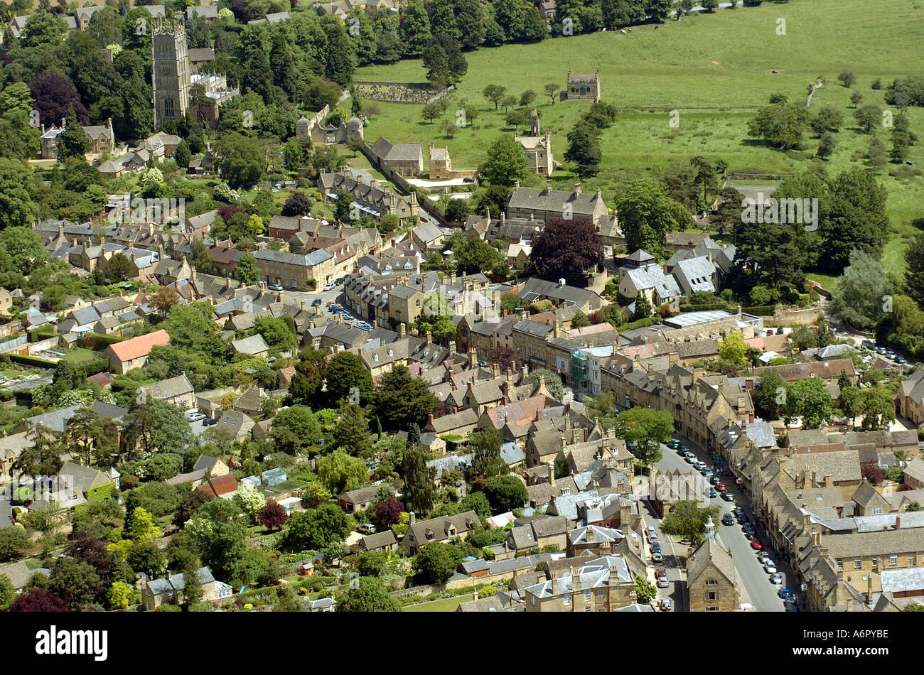 Aerial view of Chipping Campden Gloucestershire Stock Photo - Alamy