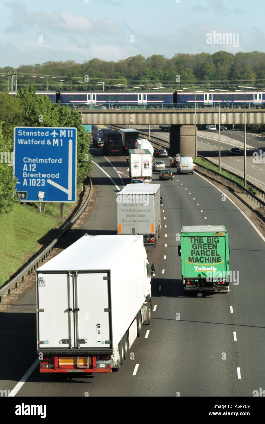 Transport infrastructure railway bridge & fast passenger train crossing ...