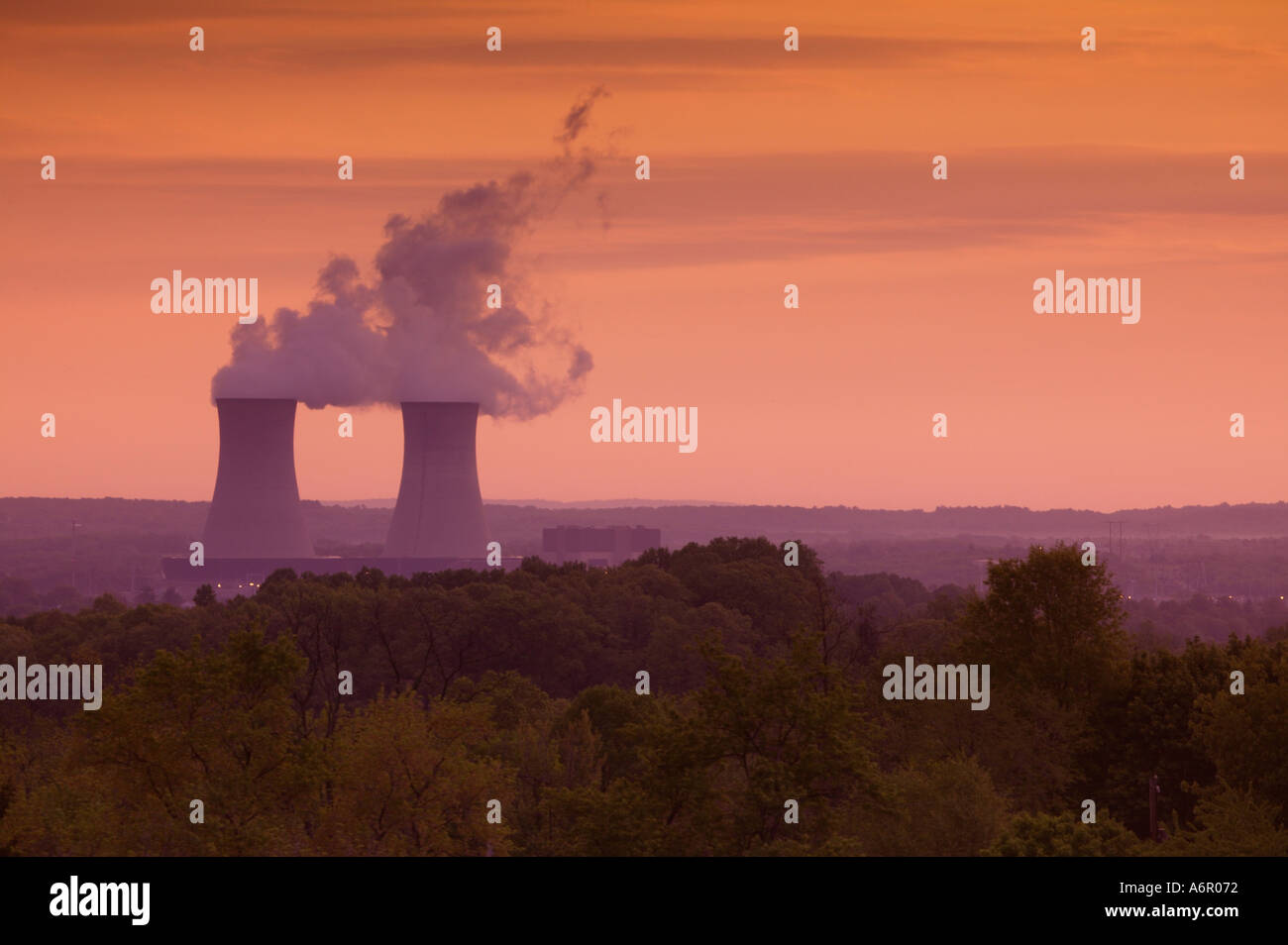 View of the cooling towers from Limerick Nuclear Generating Station in ...