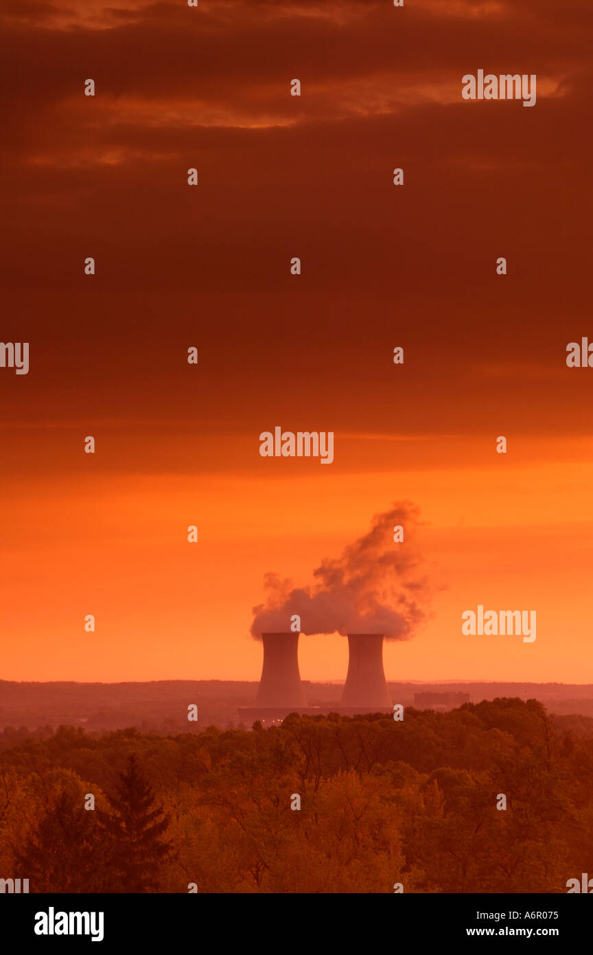 View of the cooling towers from Limerick Nuclear Generating Station in ...
