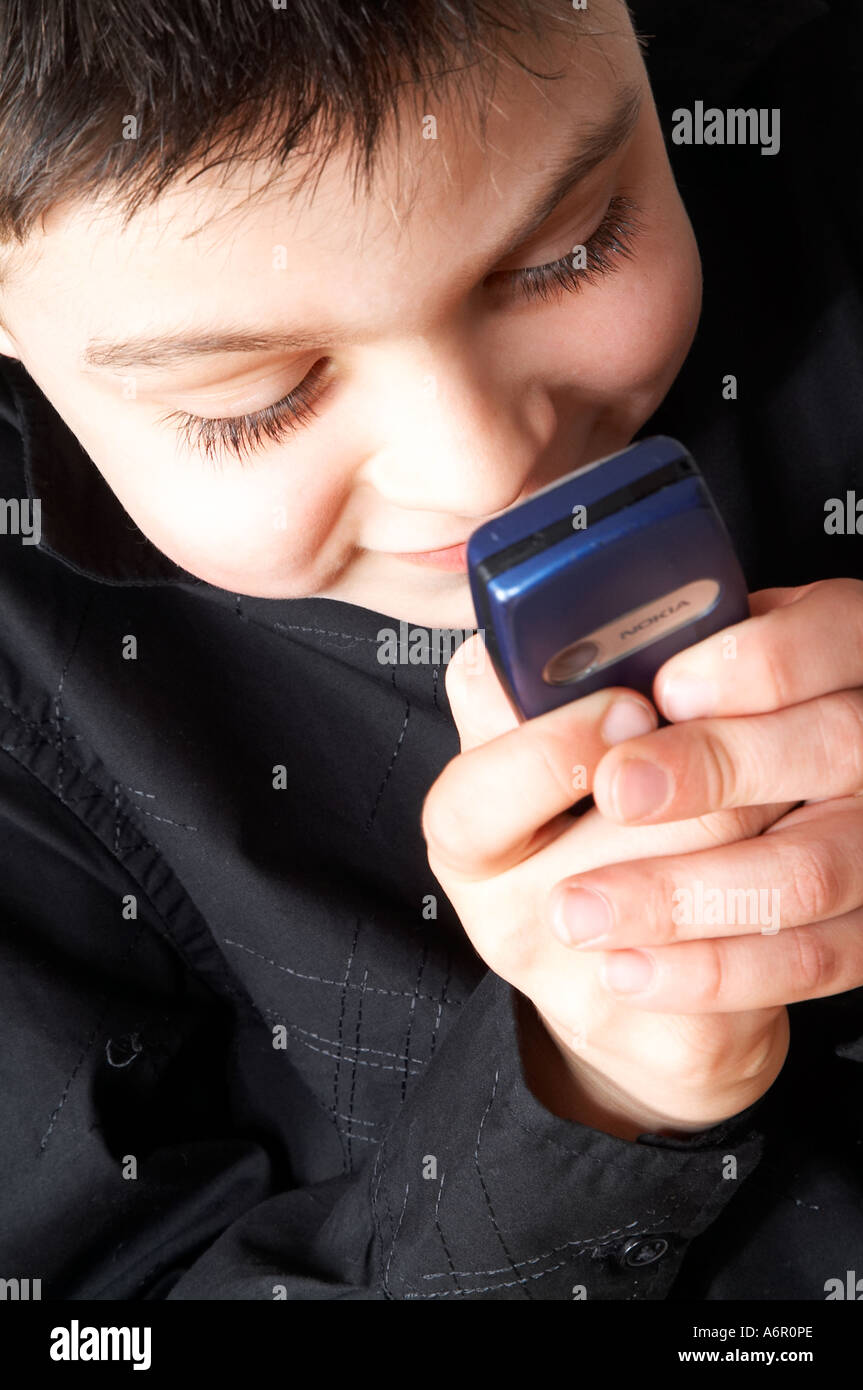 texting, txt, text, child, Young, boy, eagerly, on, mobile, phone ...