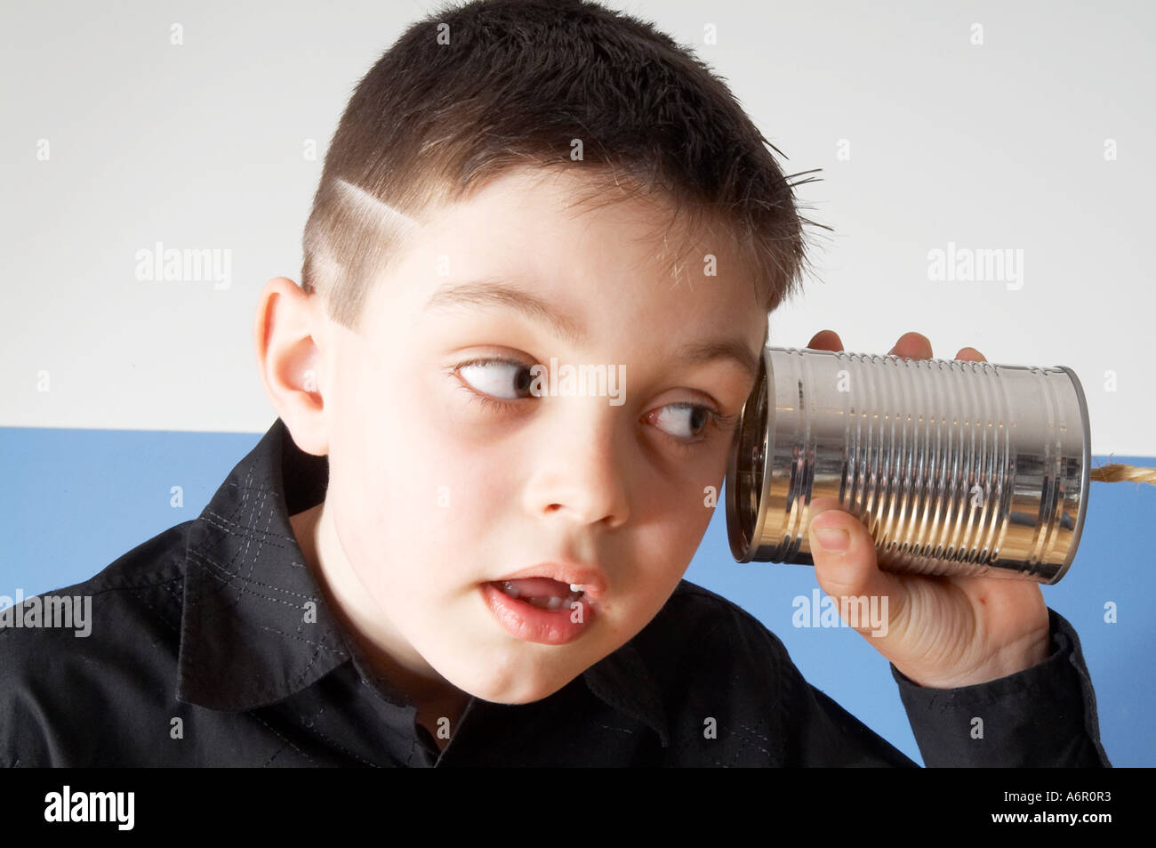 Young, child, using, a telephone, landline, mobile, communication ...