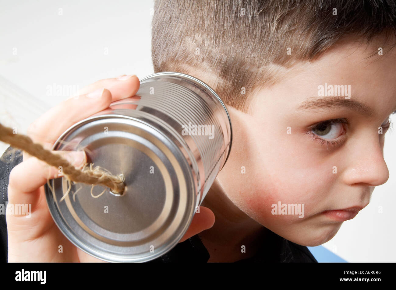 Young, child, using, a telephone, landline, mobile, communication ...