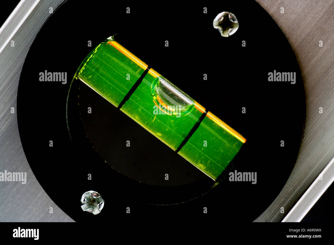 Metal spirit level closeup of bubble Stock Photo - Alamy