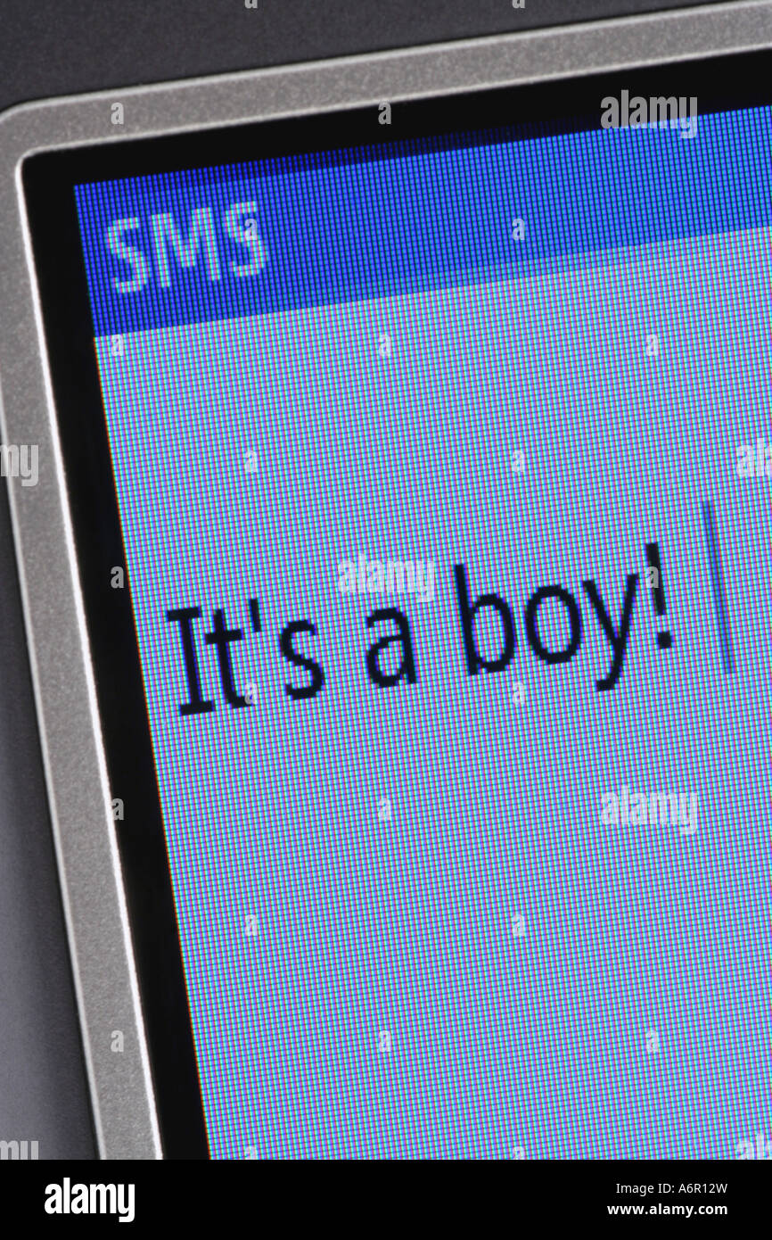 Text message - 'It's a boy!' Stock Photo - Alamy