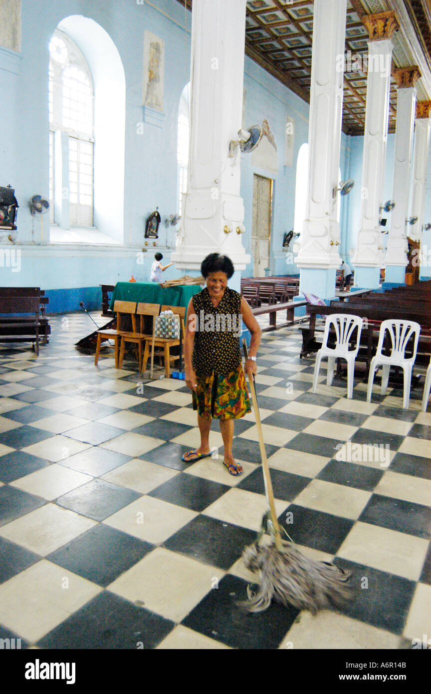 Inside of Catholic church Philippines Stock Photo - Alamy