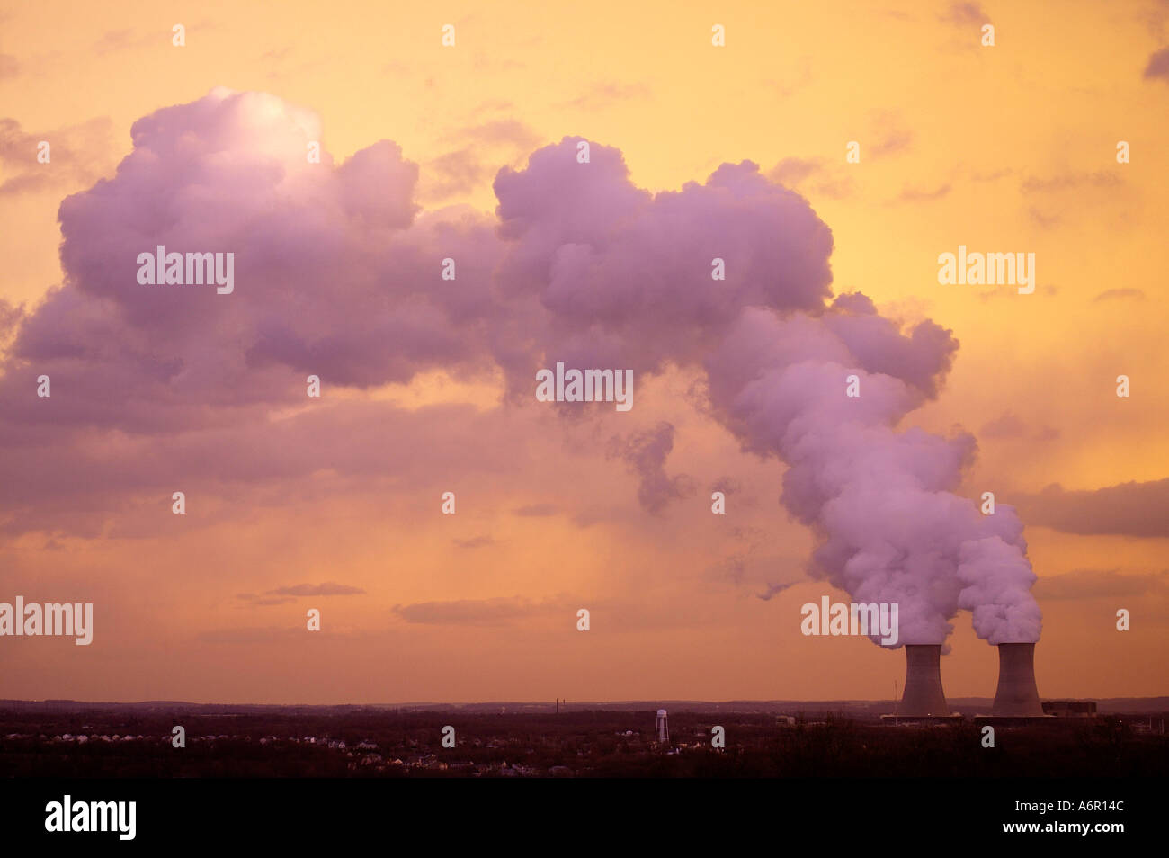 View of the cooling towers of Limerick Nuclear Generating Station in ...