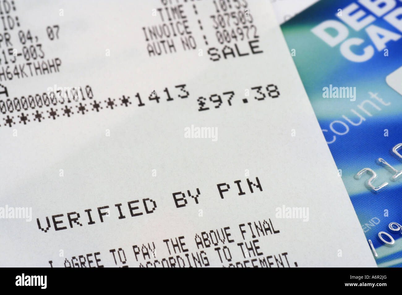 Invoice and Debit Card Stock Photo - Alamy