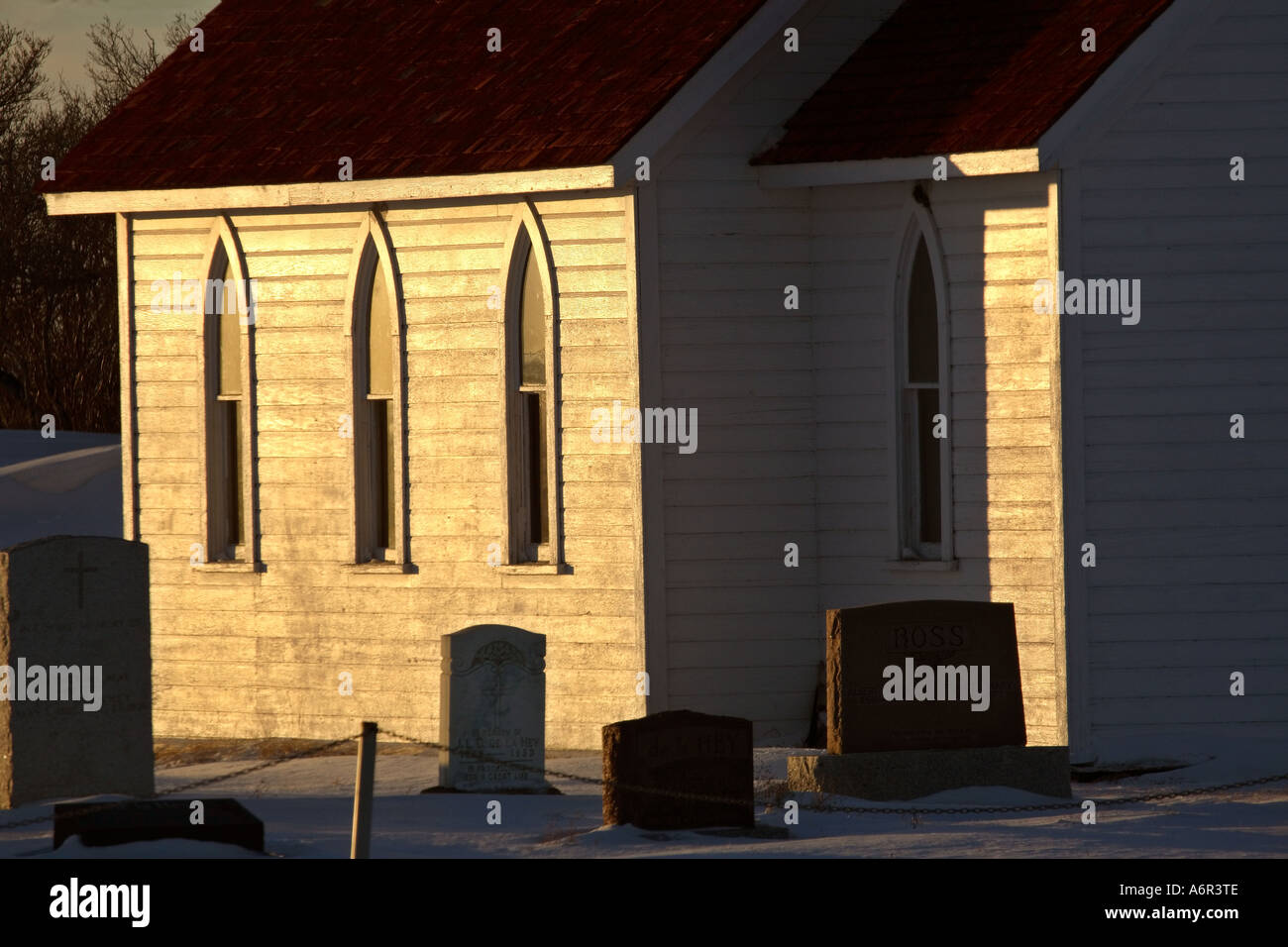 Low lighting along side of St. Columba Anglican country church near ...