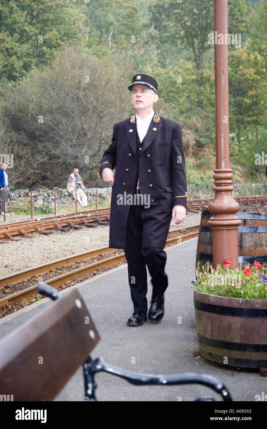 Train guard on a Victorian weekend at Tan y Bwlch station the ...