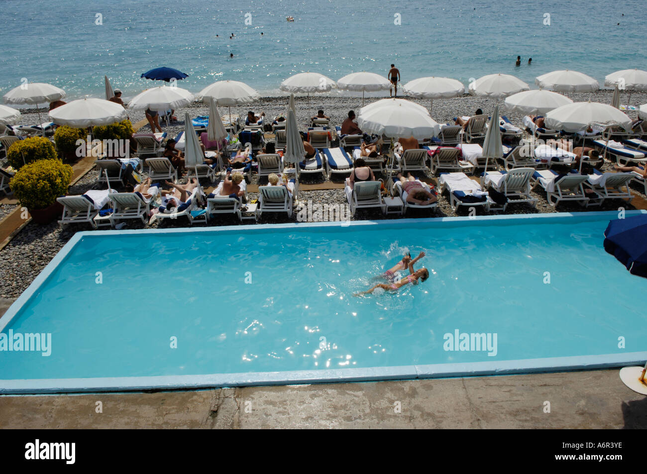 Nice, beach, swimming pool Stock Photo - Alamy
