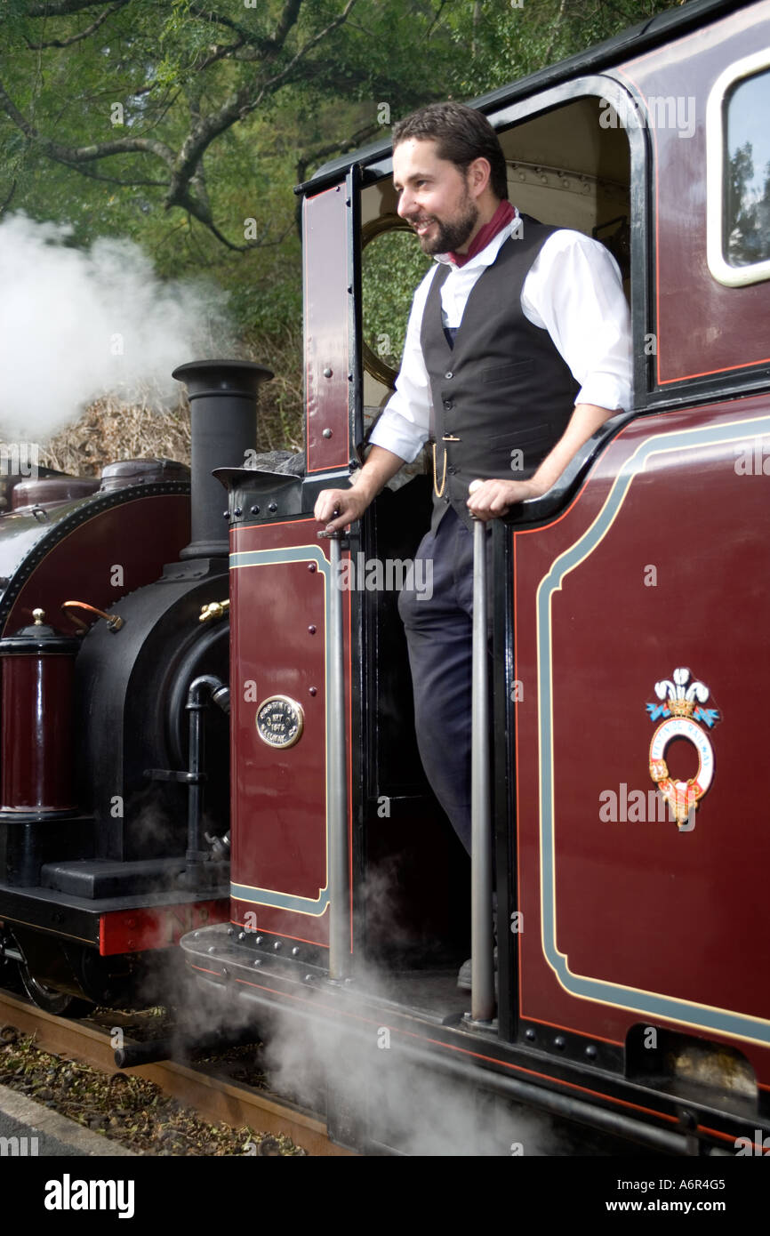 Steam engine driver on a Victorian weekend at Tan y Bwlch station the ...
