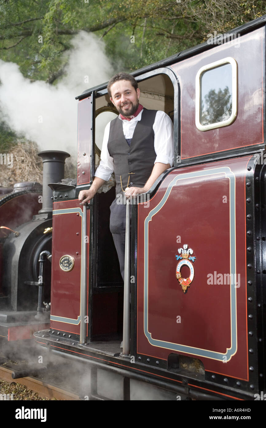 Steam engine driver on a Victorian weekend at Tan y Bwlch station the ...