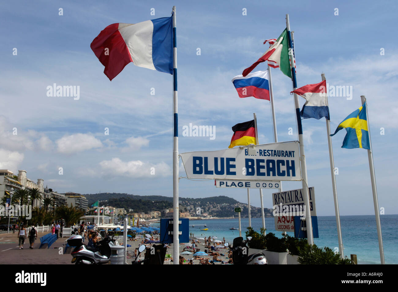 Nice, flags of european countries at the beach Stock Photo - Alamy