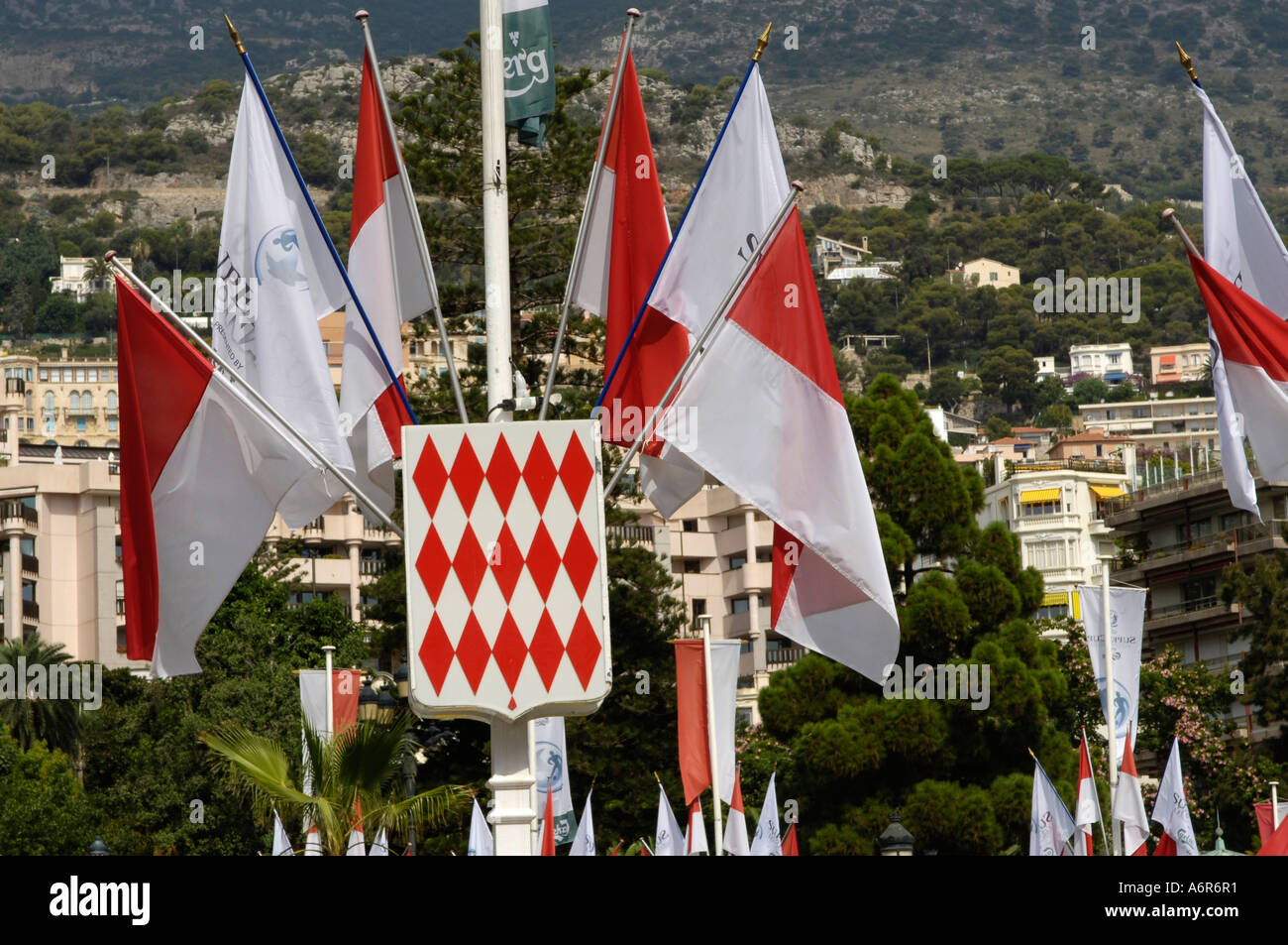 Monaco, flags, coat of arms Stock Photo - Alamy