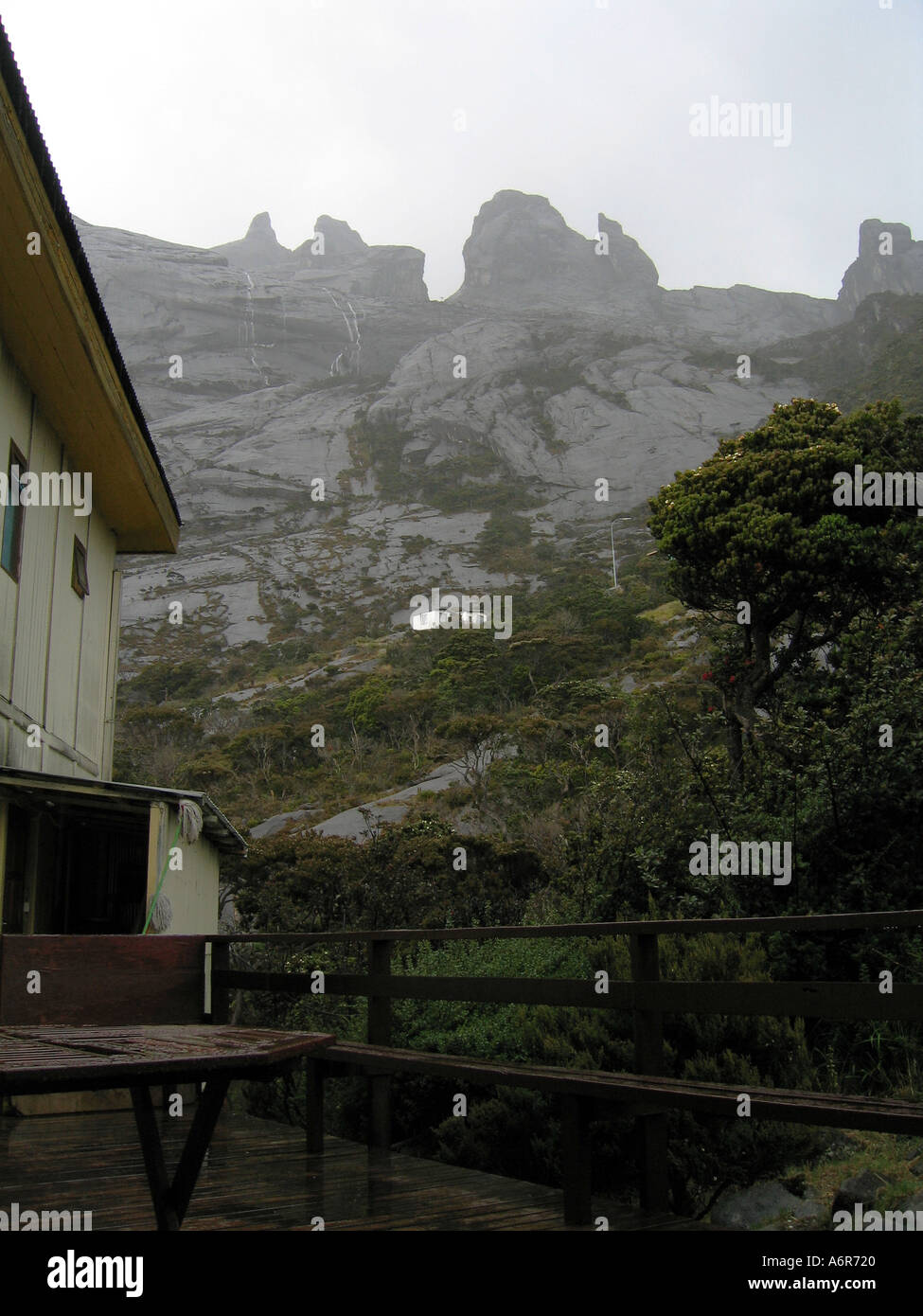 Donkeys Ears Peak looming over Laban Rata Resthouse on Mount Kinabalu ...
