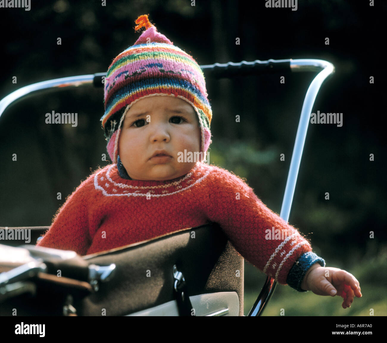 Baby in retro pram Stock Photo - Alamy
