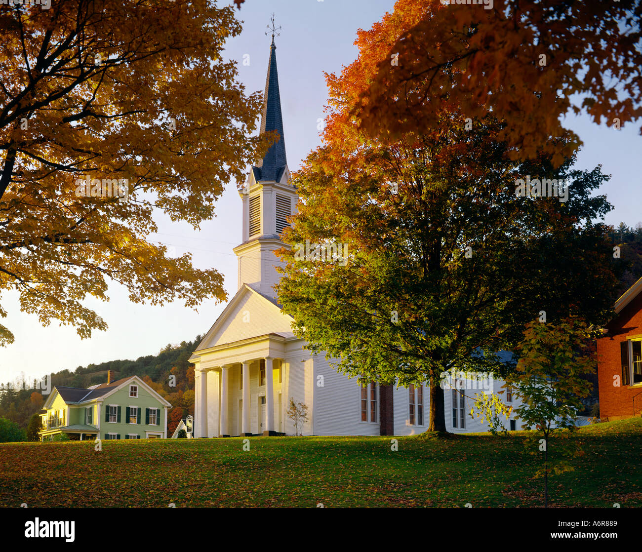fall foliage church in Sharon Vermont USA Stock Photo - Alamy