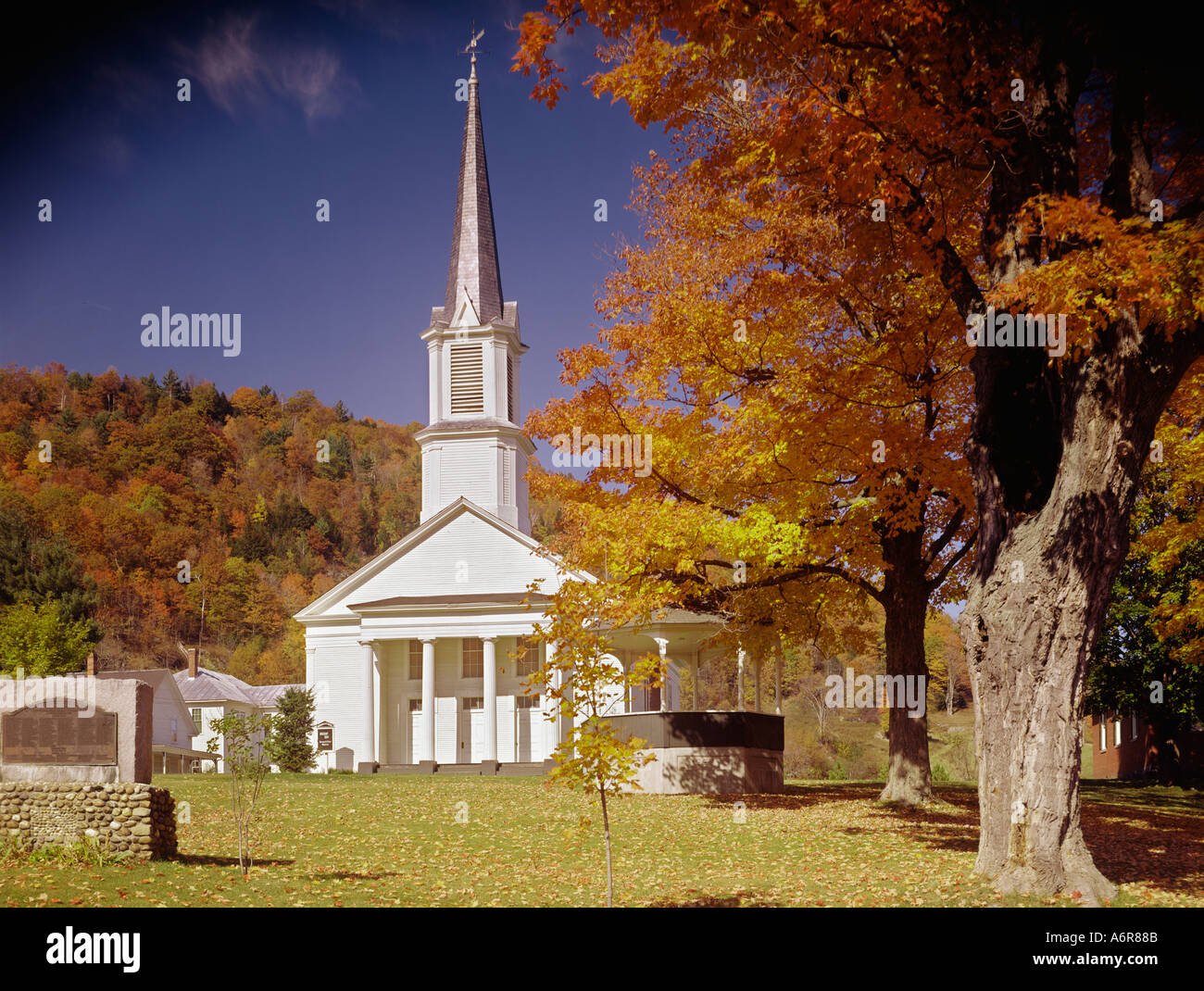 fall foliage church in Sharon Vermont USA Stock Photo - Alamy