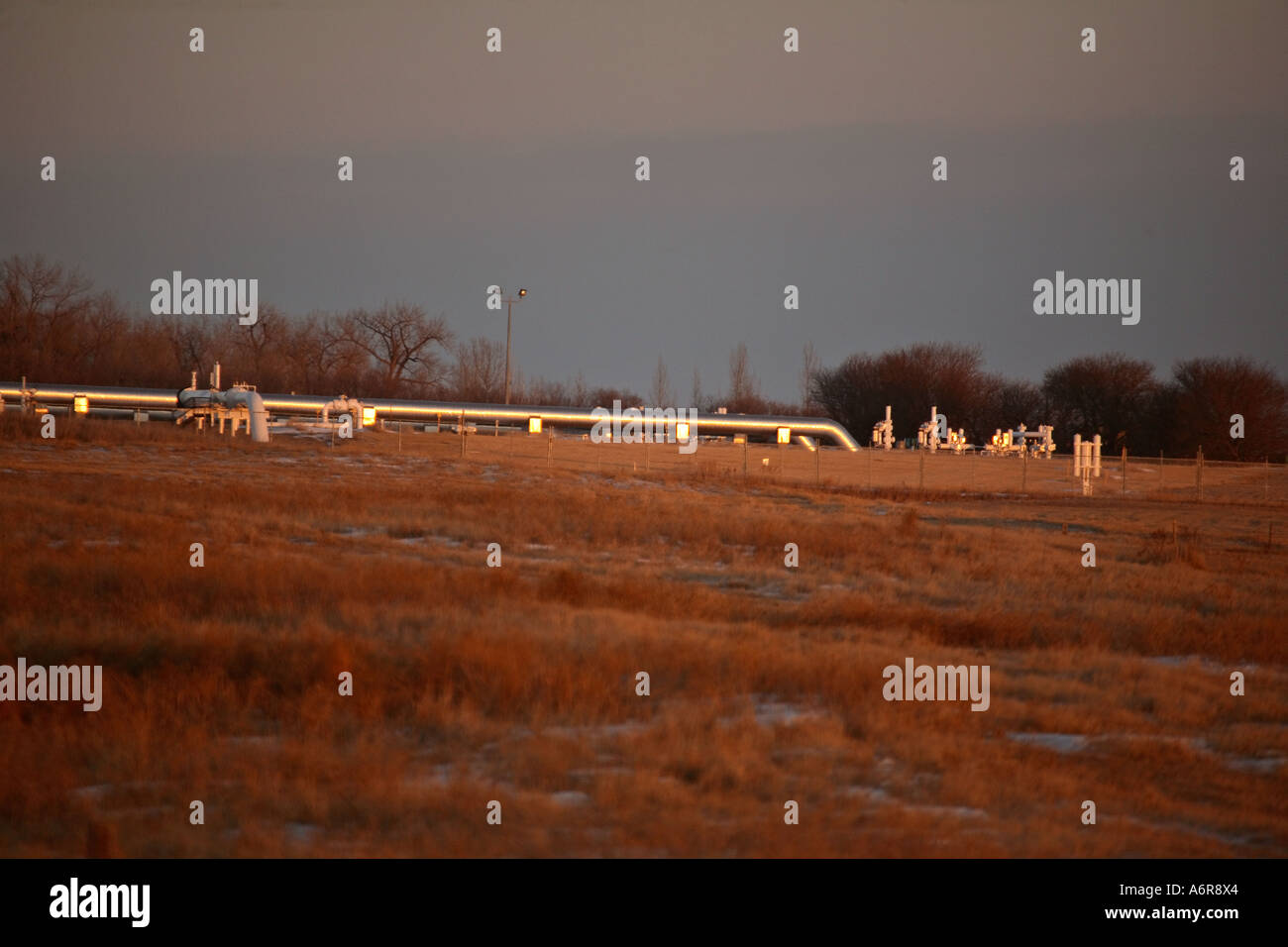 Natural gas piping of the Trans Canada Pipeline at Caron in scenic ...